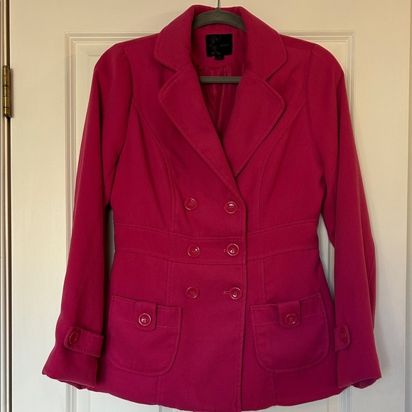 mine | Jackets & Coats | Mine Vibrant Pink Doublebreasted Coatblazer ...